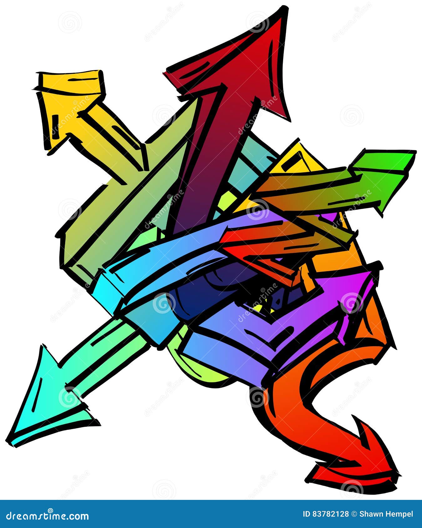 Set of Colorful Graffiti Arrows Stock Illustration - Illustration of ...