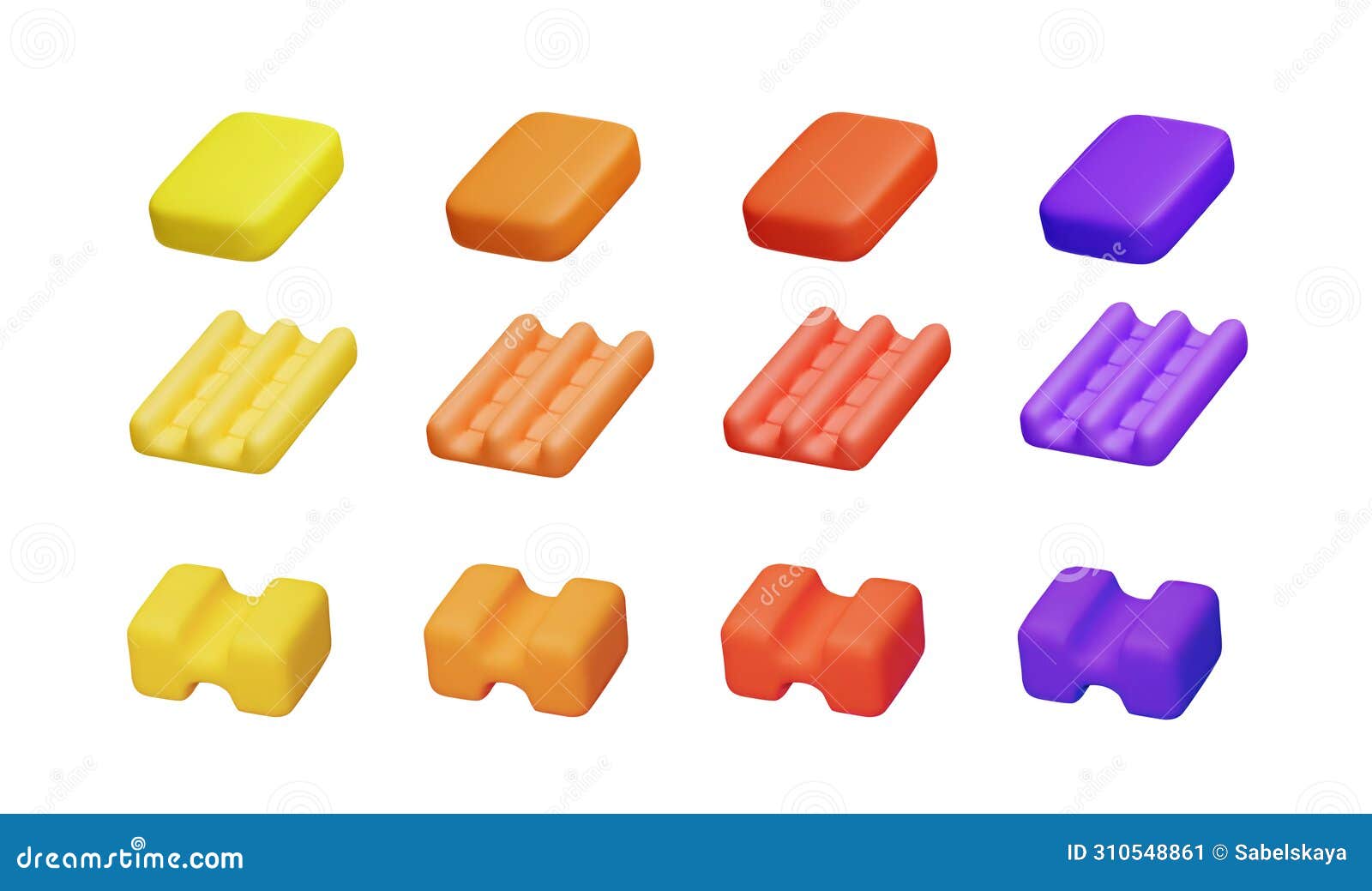 Set of Colorful Gum Pads 3D Style, Vector Illustration Stock Vector ...