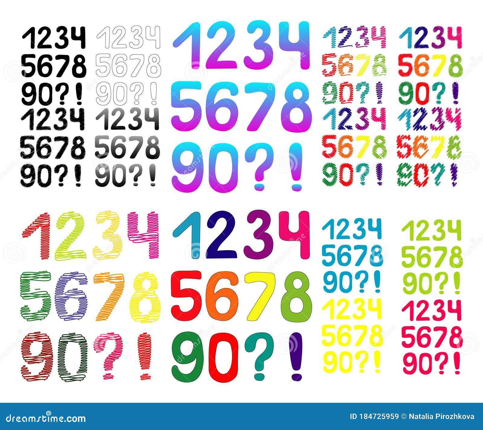 Set of Colorful Hand-drawn Numbers Stock Vector - Illustration of ... Set of Colorful Hand-drawn Numbers Stock Vector - Illustration of ...