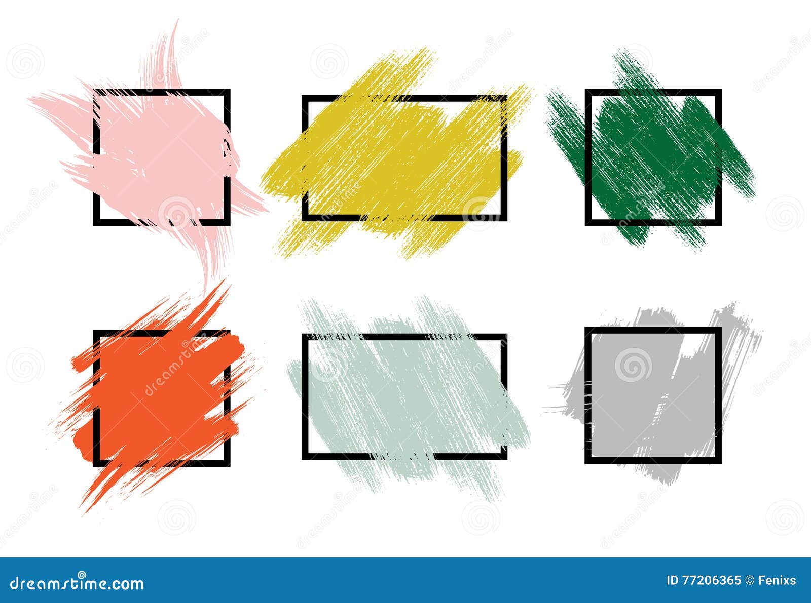 Set of Colorful Hand Painted Brush Strokes with Rough Edges. Stock ...