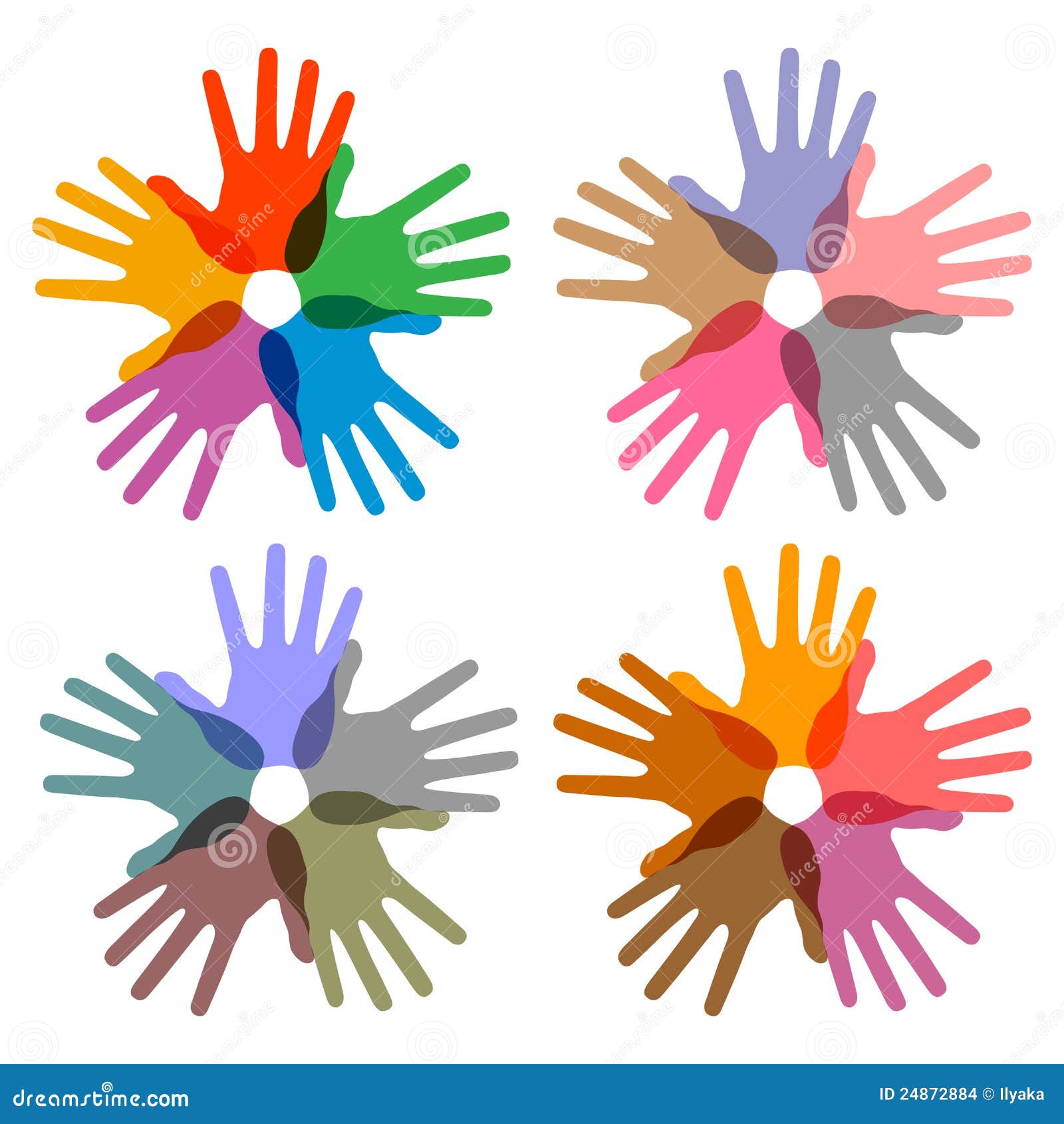 Set of Colorful Hand Print Icons Stock Vector - Illustration of cutout ...