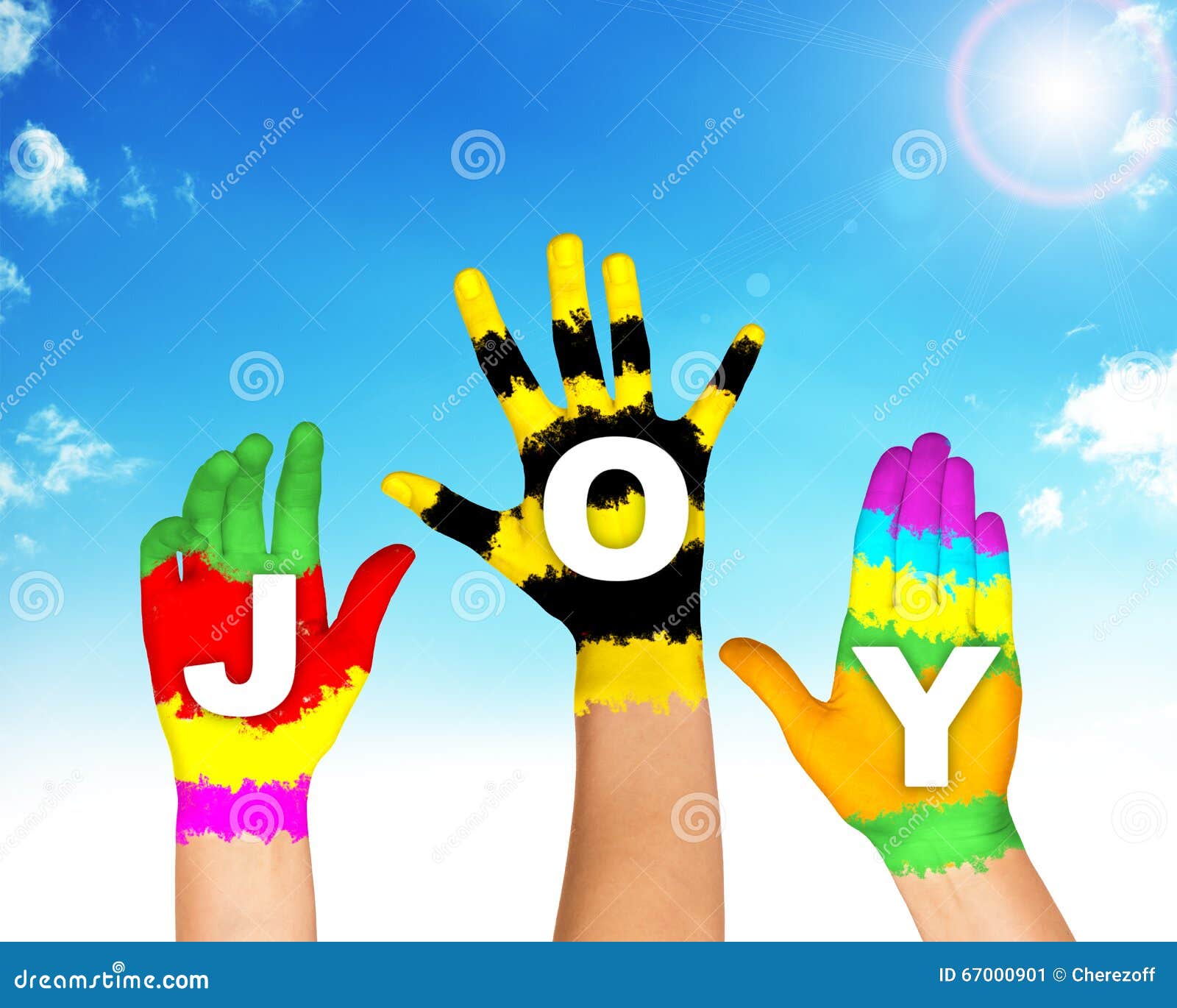 Set of Colorful Hands with Word Joy Stock Image - Image of female, word ...