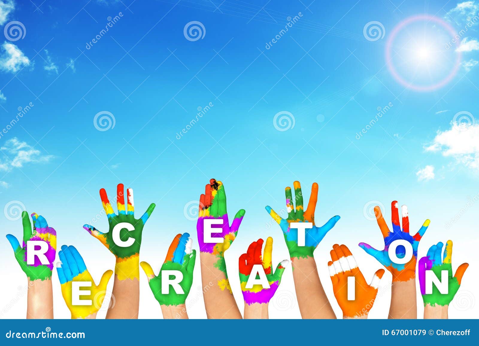 Set of Colorful Hands with Word Recreation Stock Image - Image of ...