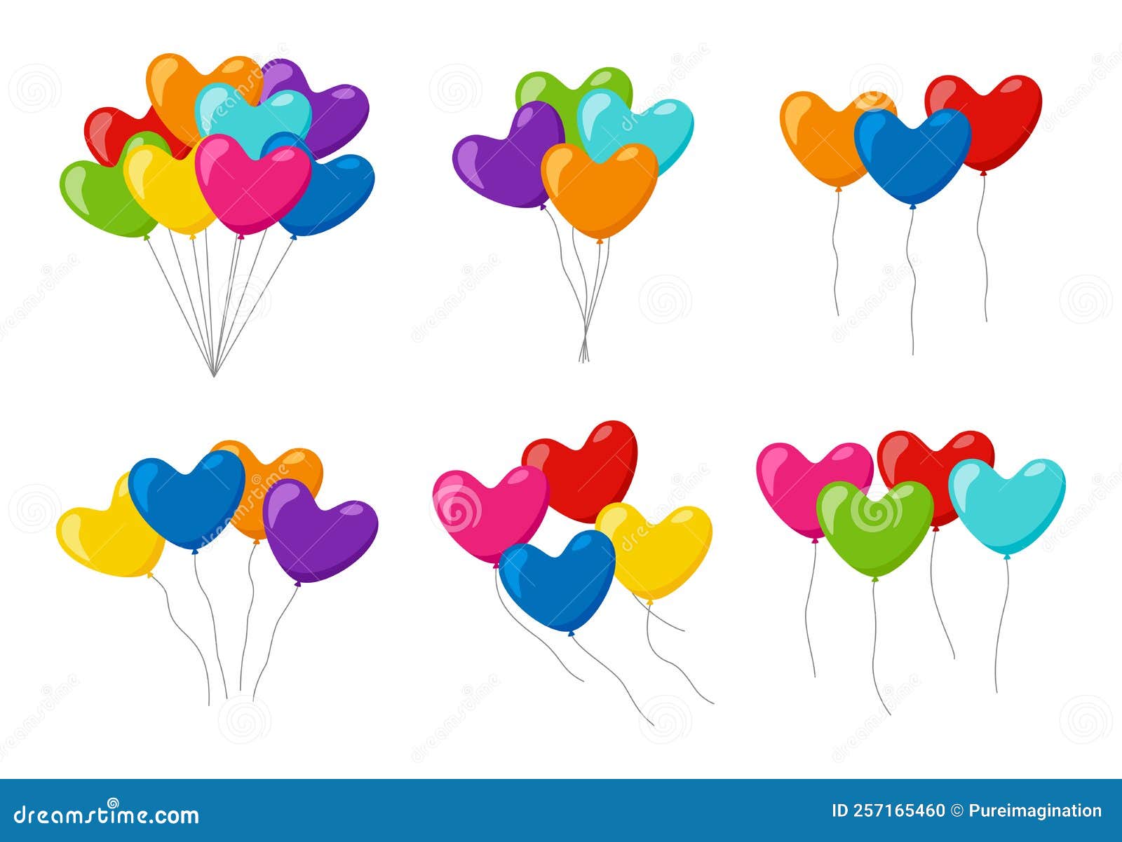 Set of Colorful Helium Balloons Stock Vector - Illustration of ...