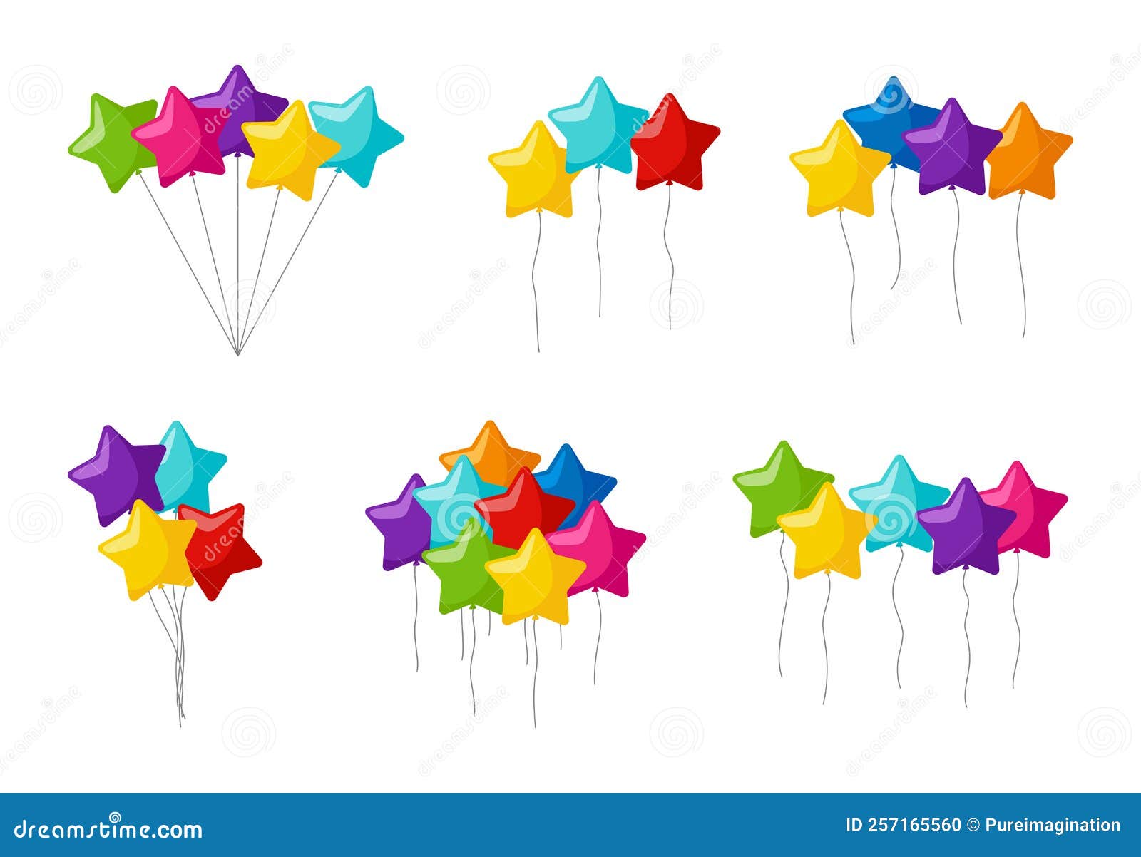 Set of Colorful Helium Balloons Stock Vector - Illustration of blue ...