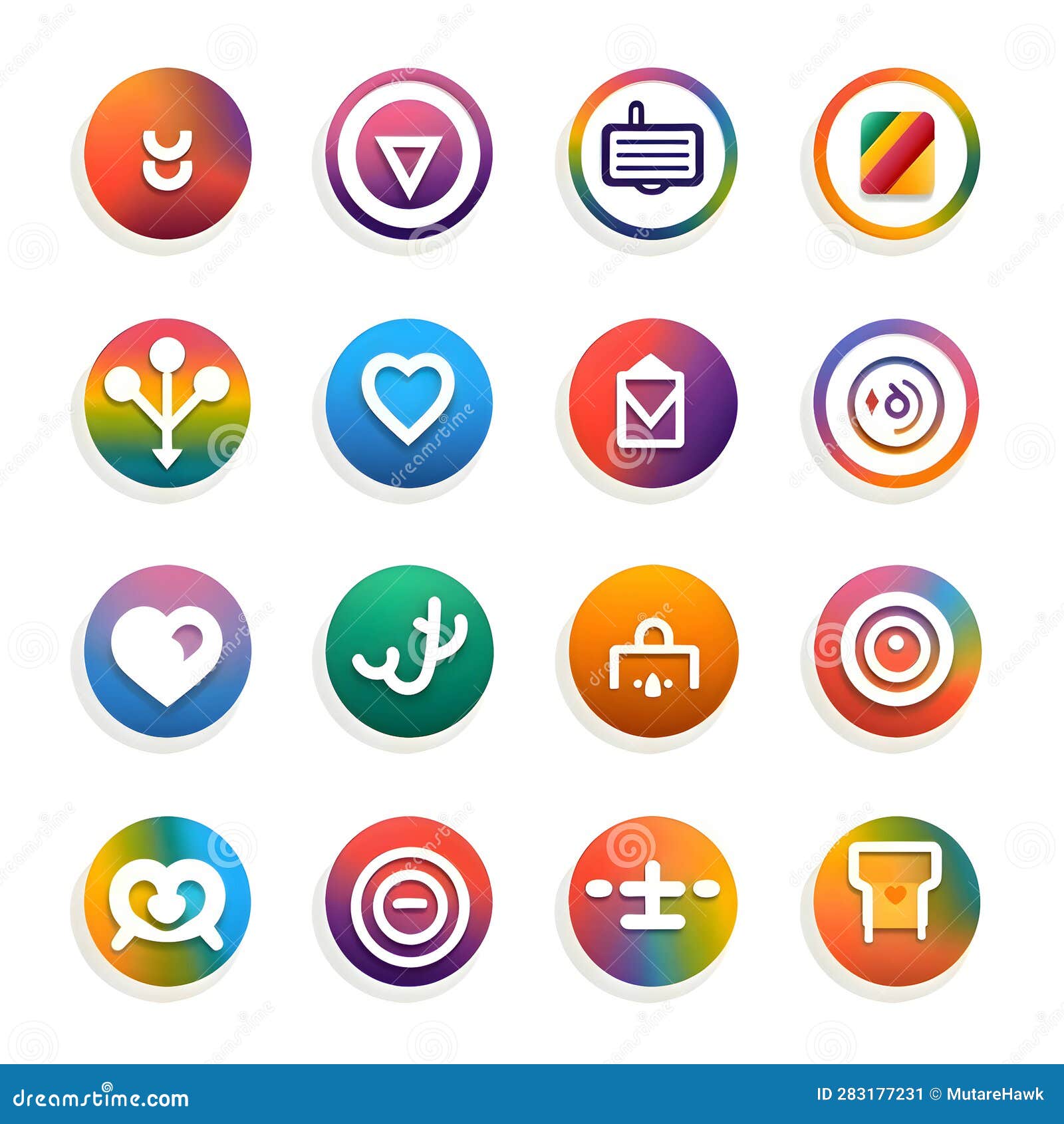 Set of Colorful Icons on Isolated White Background Stock Vector ...