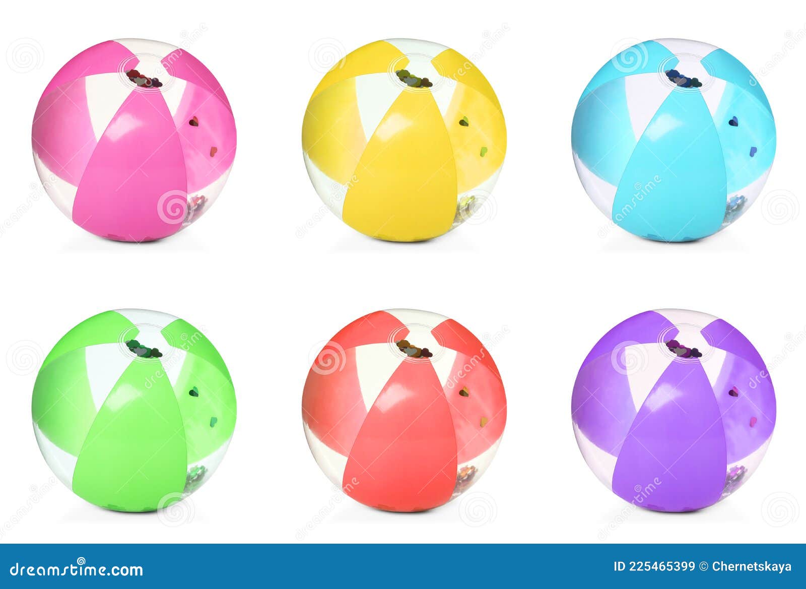 Set with Inflatable Beach Balls on White Background Stock Image - Image ...