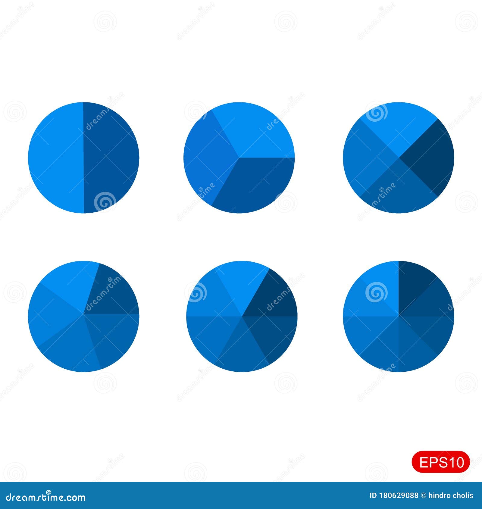 Set of Colorful Info Piecharts / Segment of Circle Element Icons for 1 ...