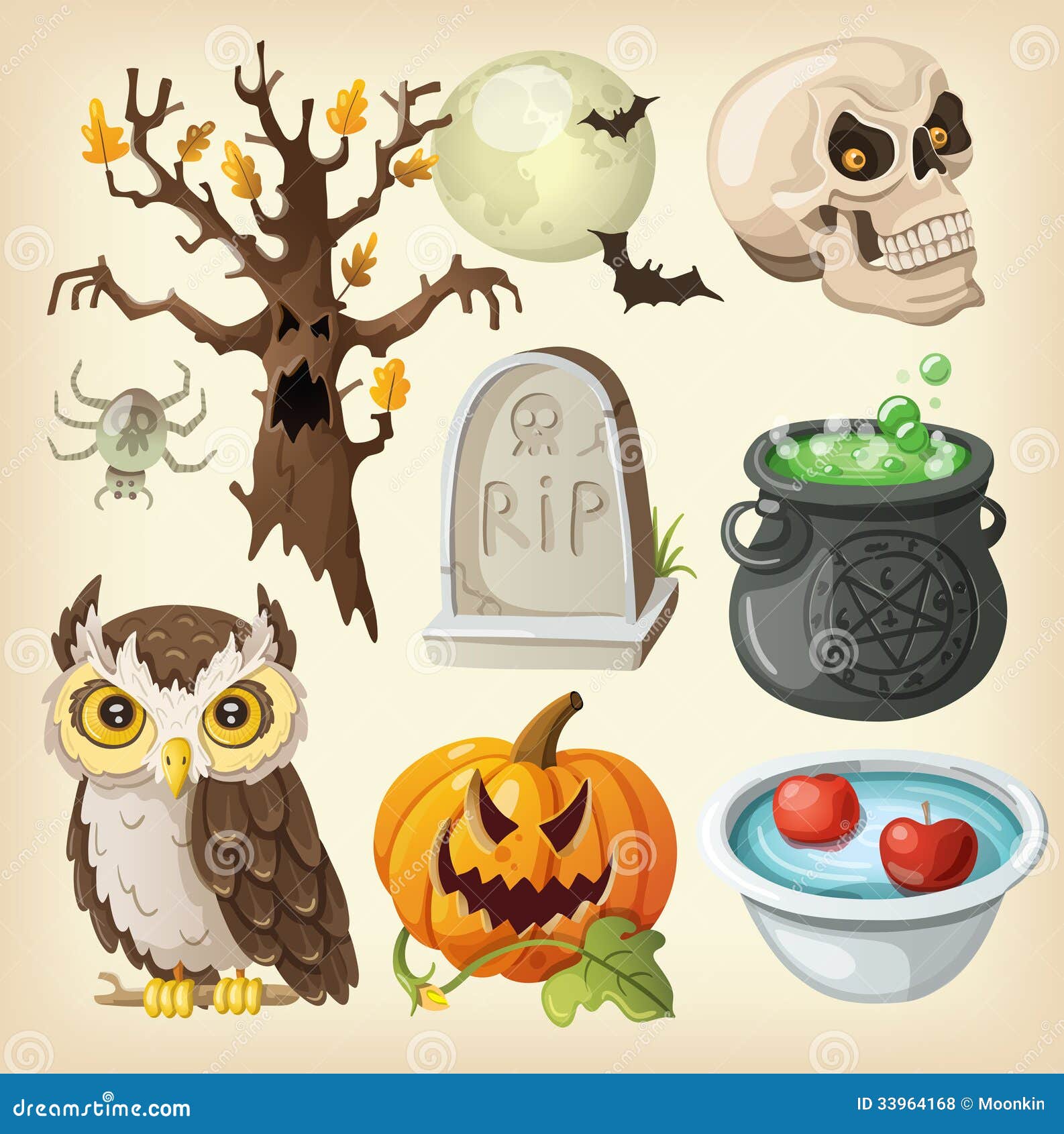 Set of Colorful Items for Halloween. Stock Vector - Illustration of ...