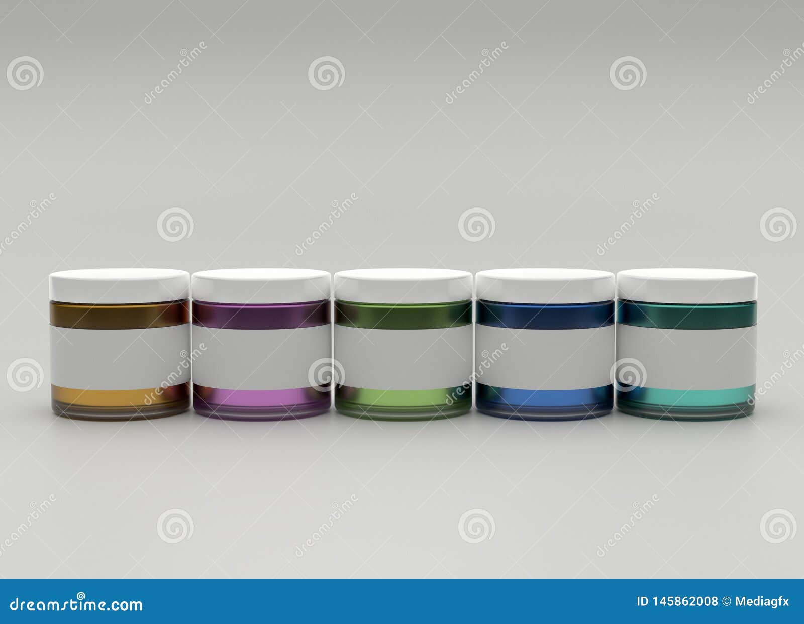 Set of Colorful Jars of Paint, 3d Render with Copy Space and Blank ...