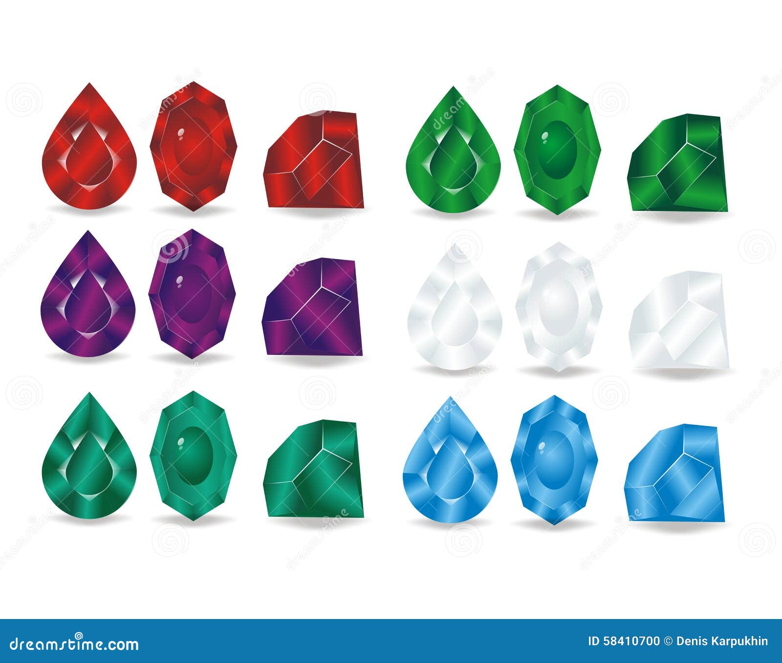 SET of COLORFUL JEWELS stock illustration. Illustration of gemstone ...