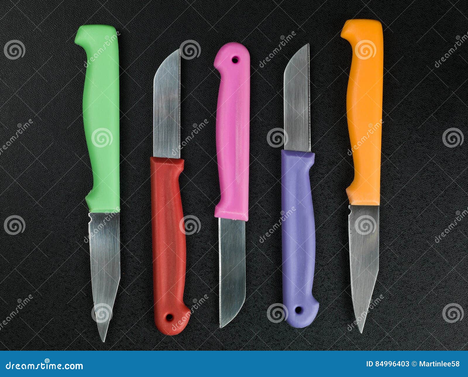 Set of Colorful Kitchen Knives Stock Image - Image of looking, knives ...