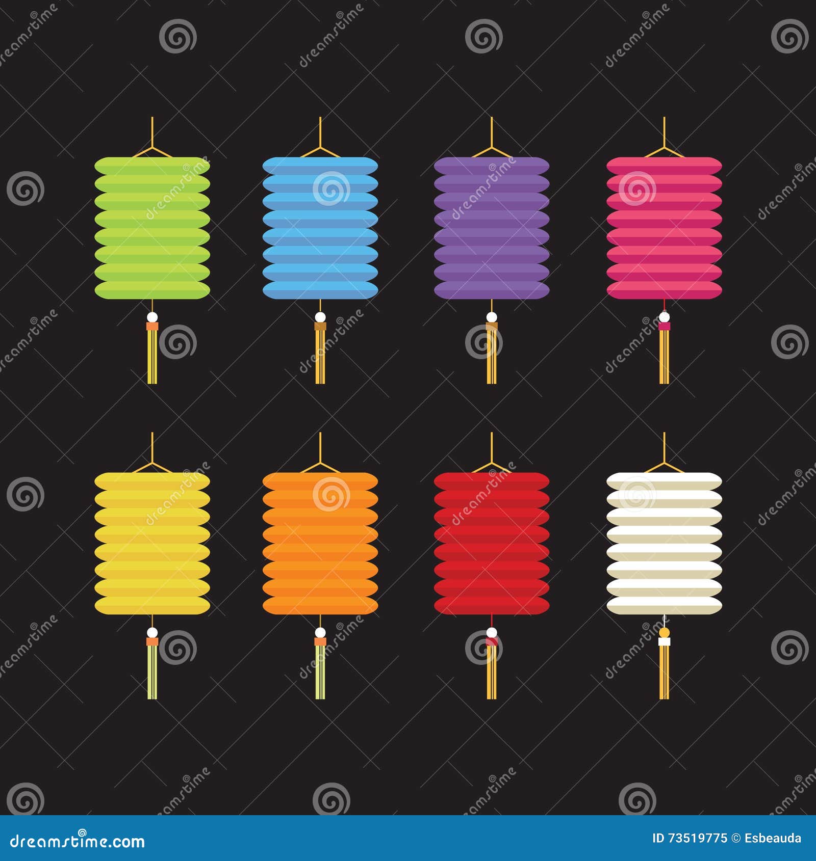 Set of Colorful Lanterns for Decoration Stock Illustration ...