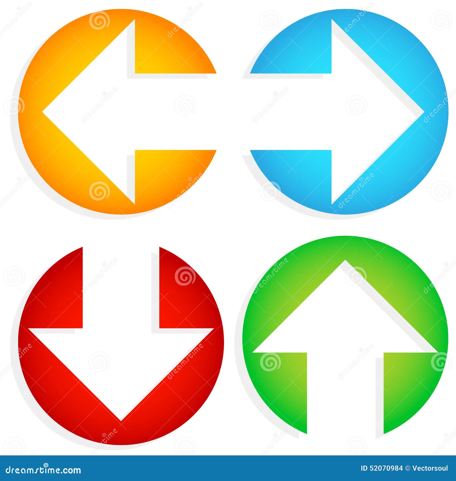 Set of Colorful Left-Right, Up-Down Arrows Cut in Circles Stock Vector ...