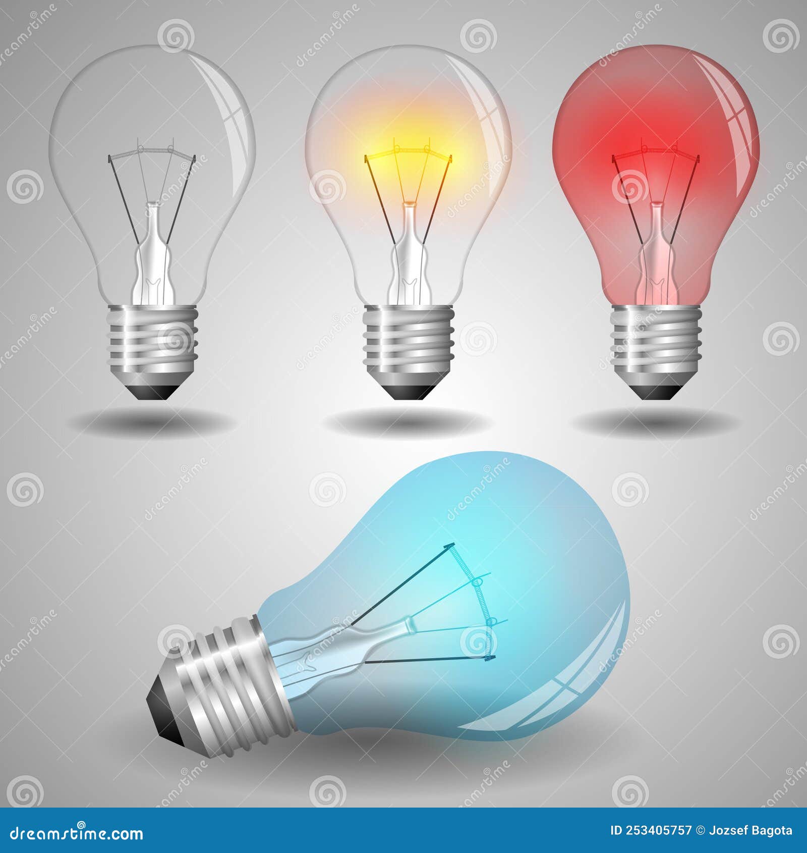 Set of Colorful Light Bulb Illustrations Stock Vector - Illustration of ...