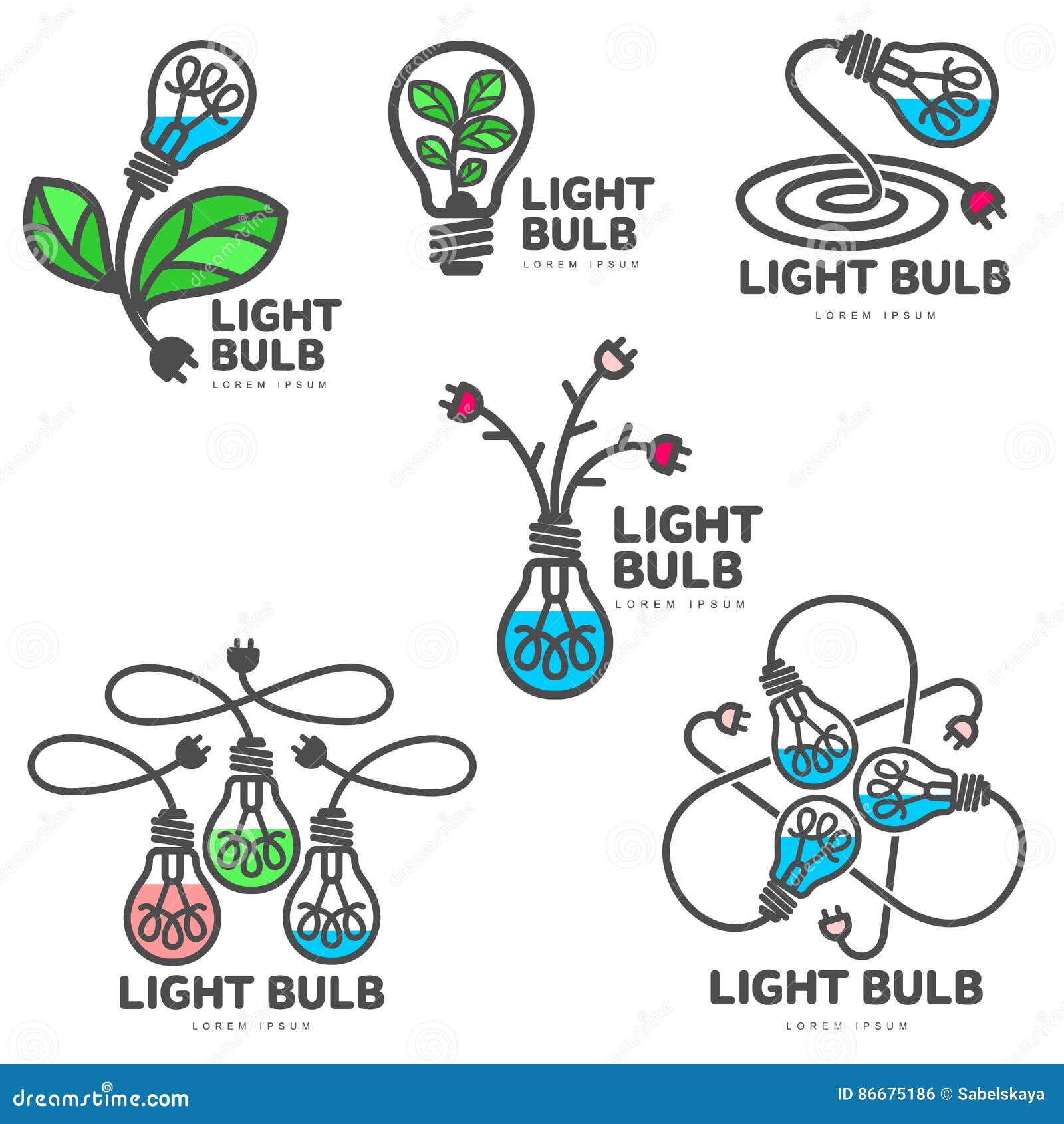 Set of Colorful Light Bulb Logo Templates, Growth, Development Concept ...