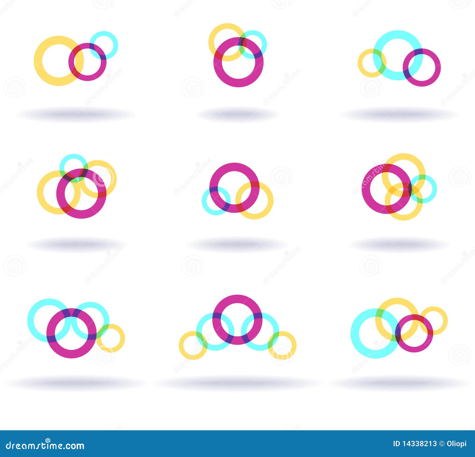 Set of colorful logos stock vector. Illustration of pink - 14338213