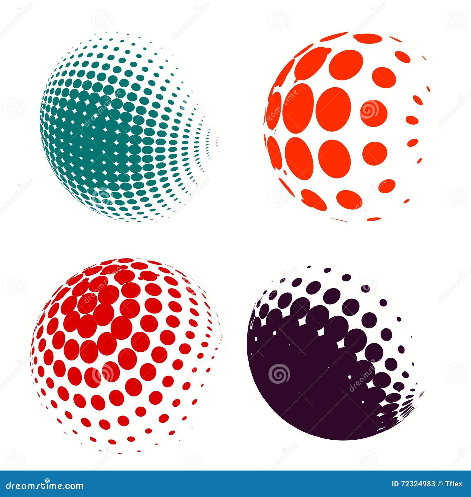 Set of Colorful Logos Halftone Circles Logo, Vector Illustration Stock ...