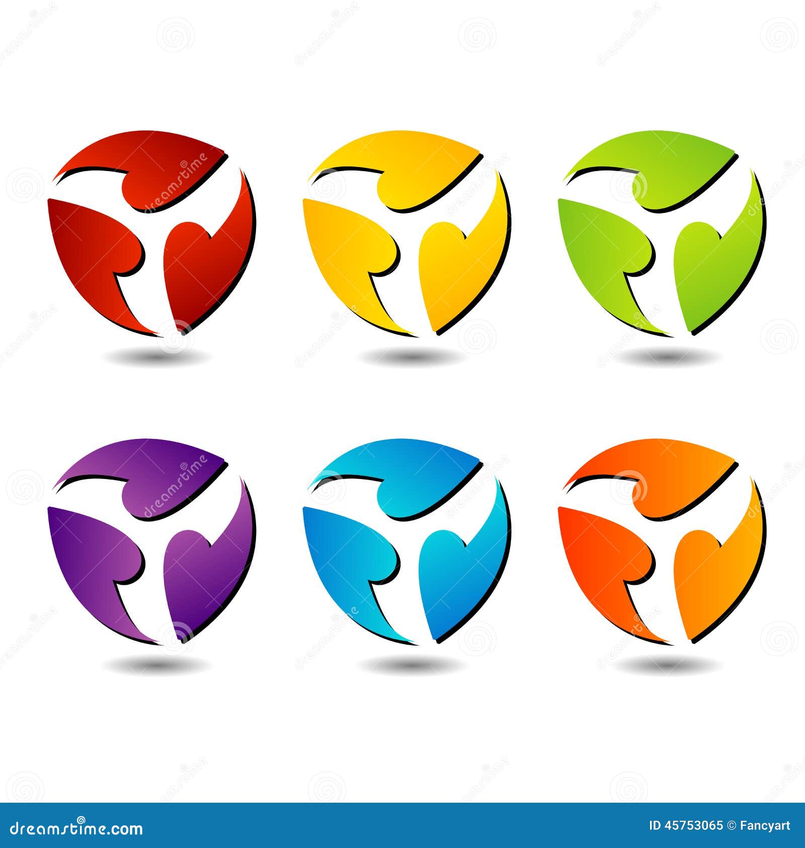 Set of colorful logos stock vector. Illustration of drawing - 45753065