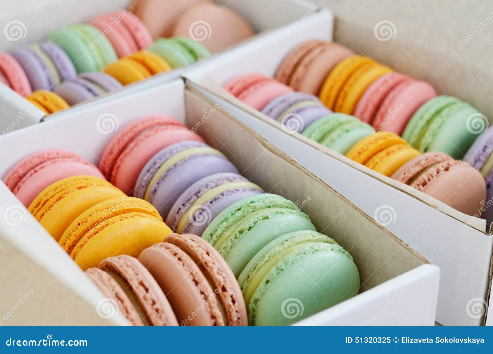 Set of Colorful Macaroon in the Boxes Stock Image - Image of pastry ...