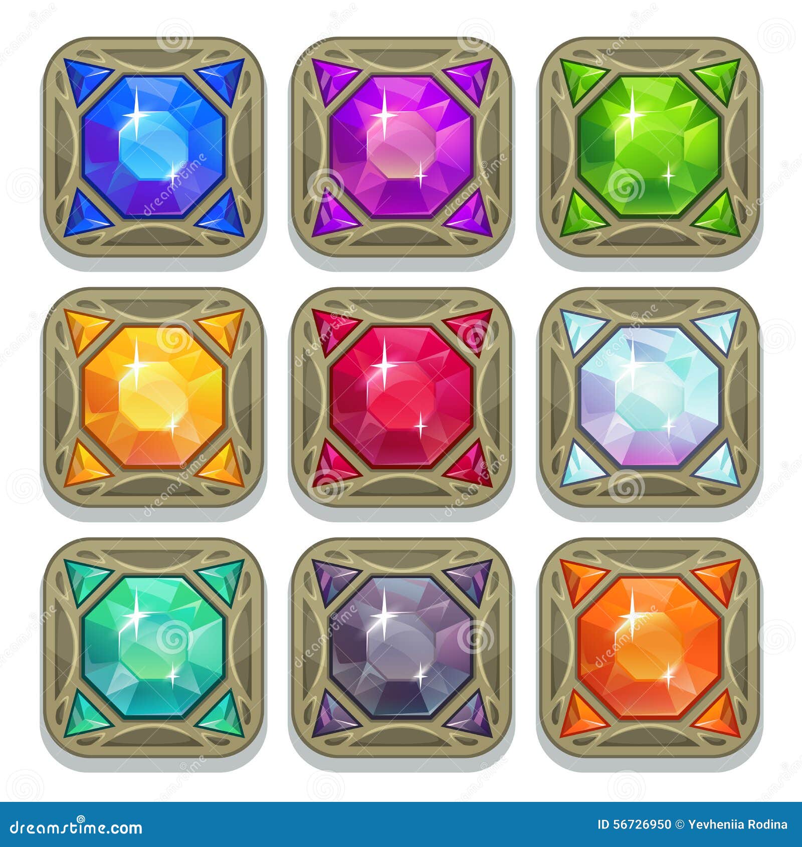 Set of Colorful Magic Gemstones Stock Illustration - Illustration of ...