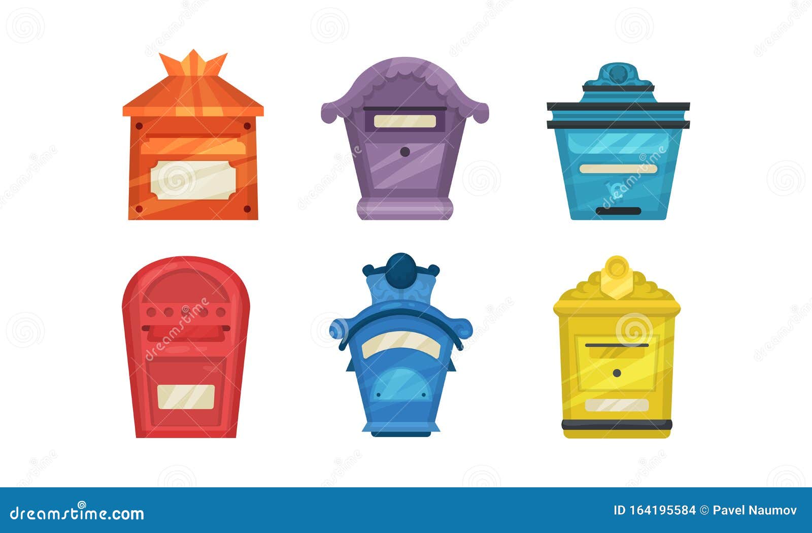 Set of Colorful Mailboxes. Vector Illustration on a White Background ...