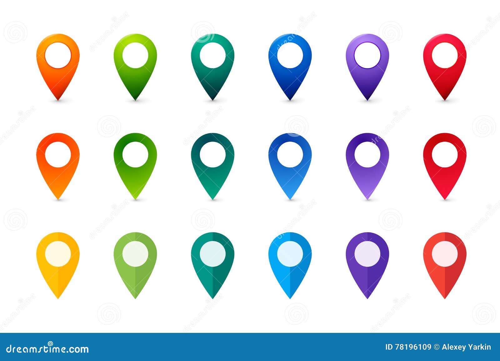 Map Markers, Pointers Icons With Blank Place For Text. Colorful Set Of ...