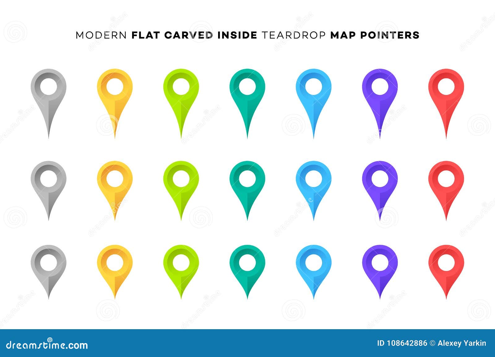 Set of Colorful Map Markers. Collection of Modern Flat Carved Inside ...