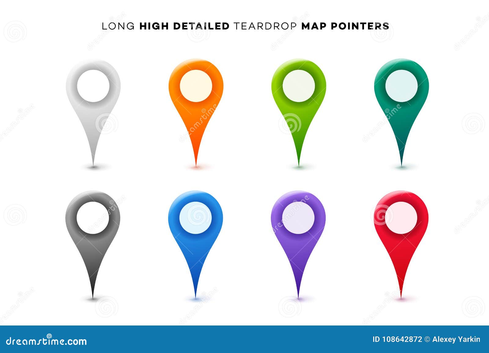 Set of Colorful Map Markers. Collection of Modern High Detailed ...