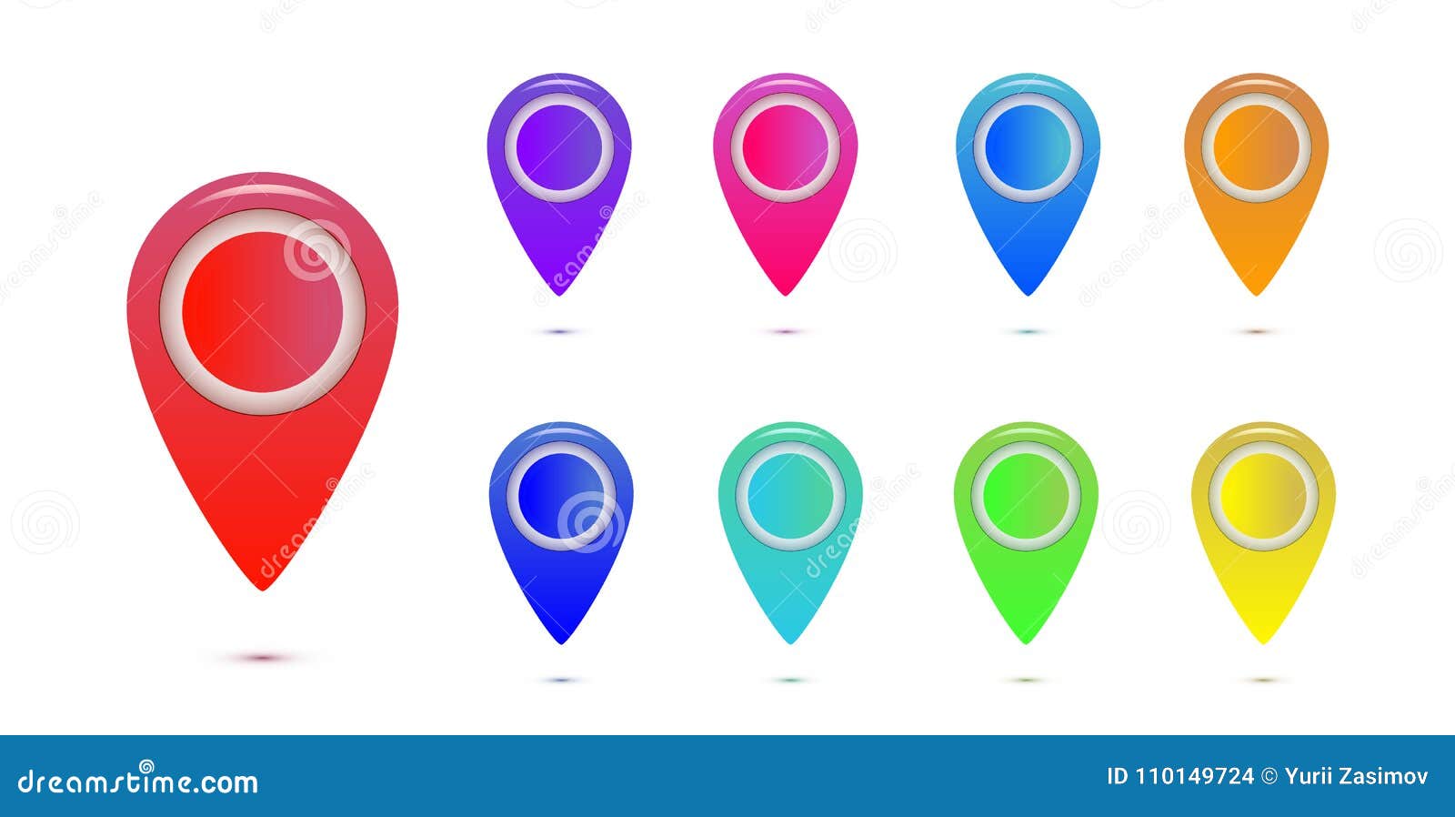 Set Of Colorful Map Markers Stock Vector Illustration Of Region Memo