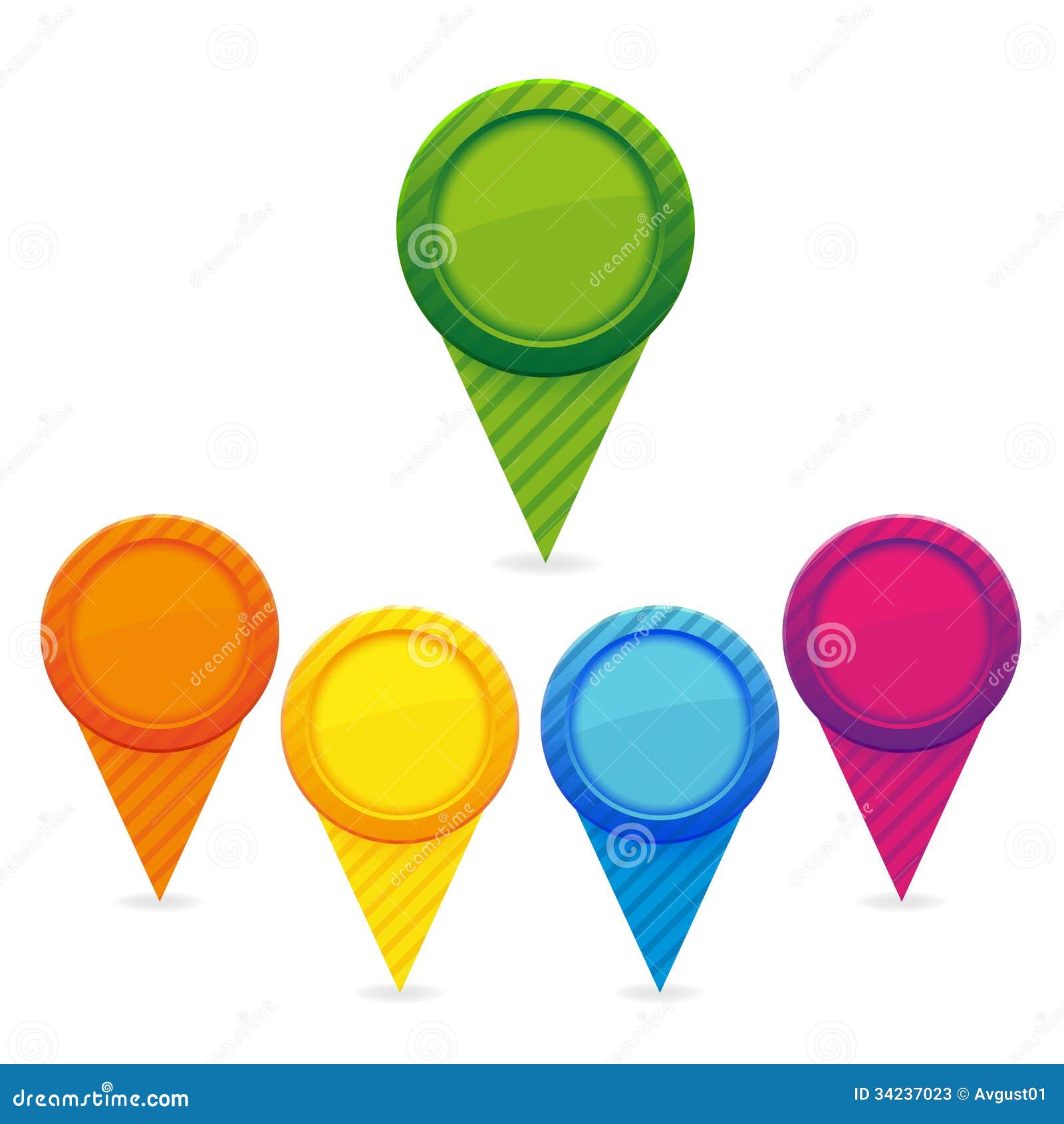 Set Of Colorful Map Markers Stock Vector Illustration Of Circle Item