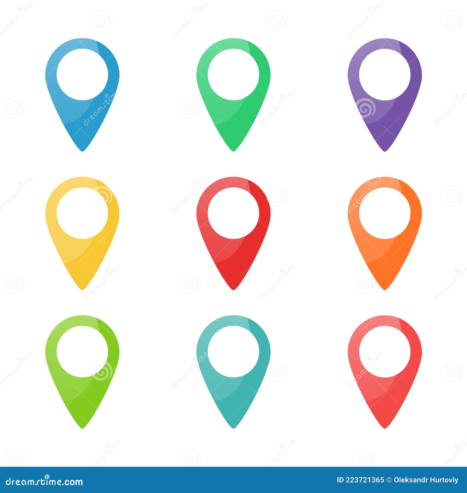 Set of Colorful Map Pins. Mark, Pointer Pictogram. Location Icon Stock ...