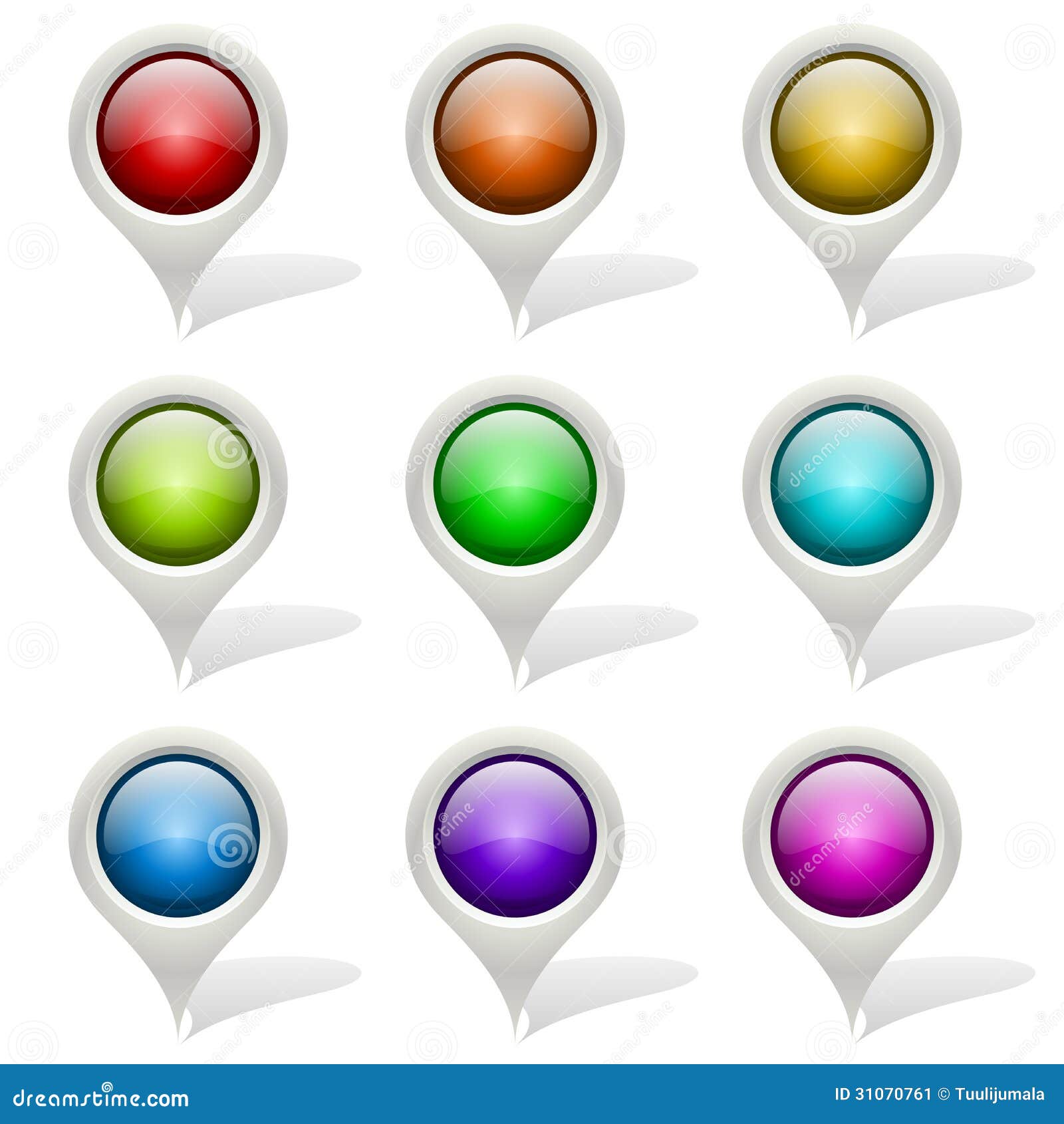 Set Of Colorful Map Pointers Stock Vector Illustration Of Circle