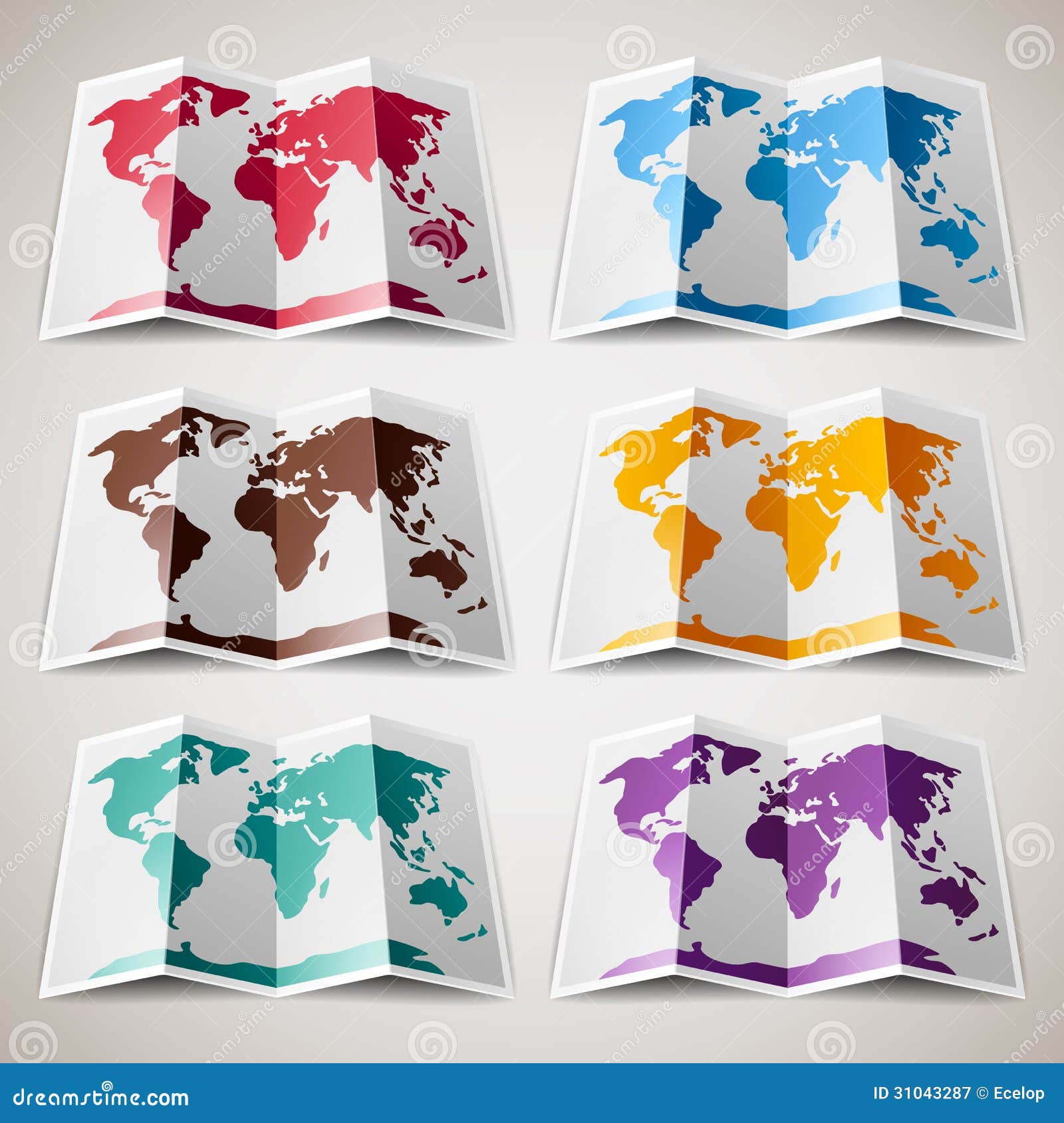 Set of Colorful Maps of the World Stock Vector - Illustration of ...
