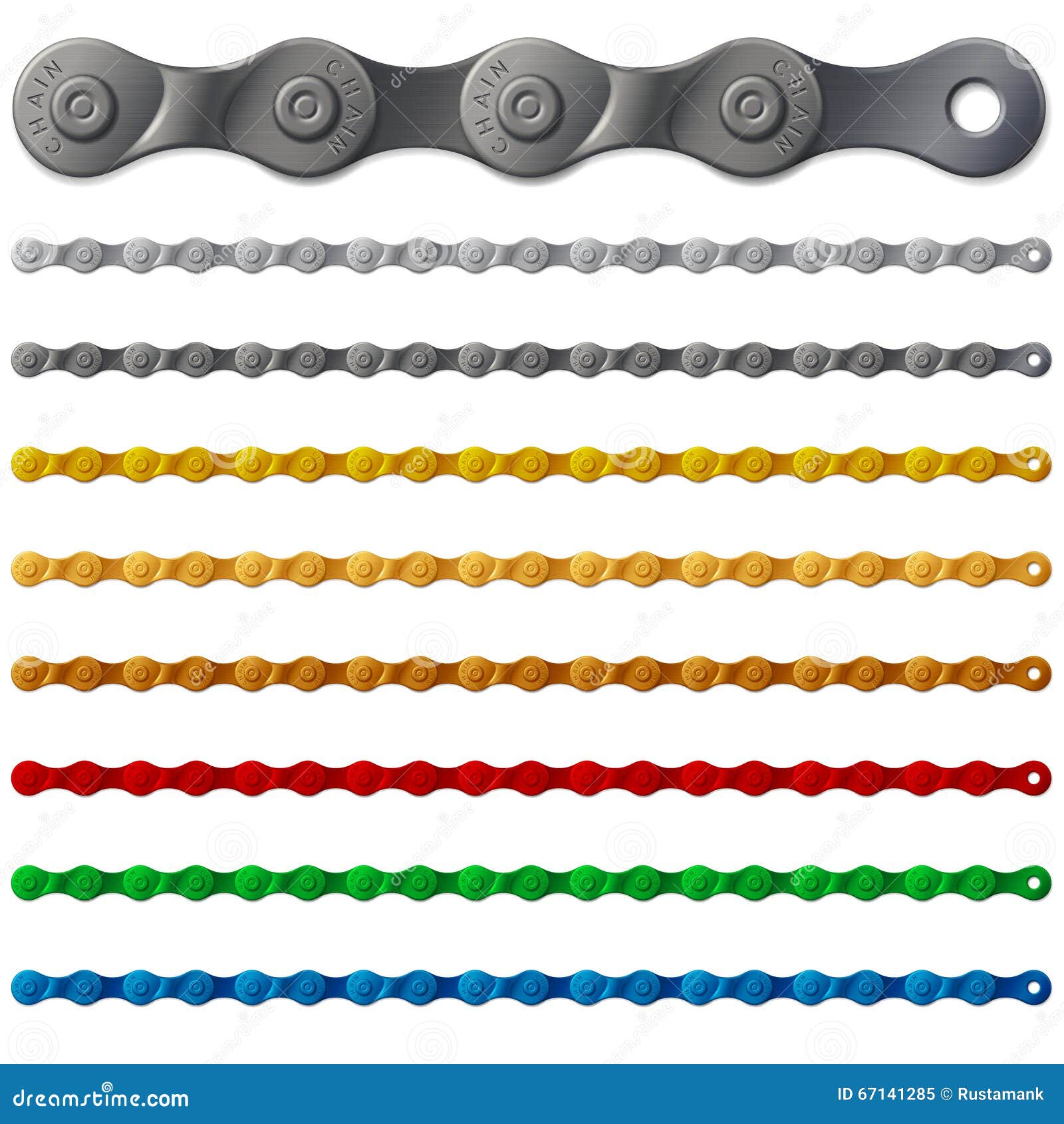 Set of Colorful Metal Bicycle Chain, on White Stock Vector ...