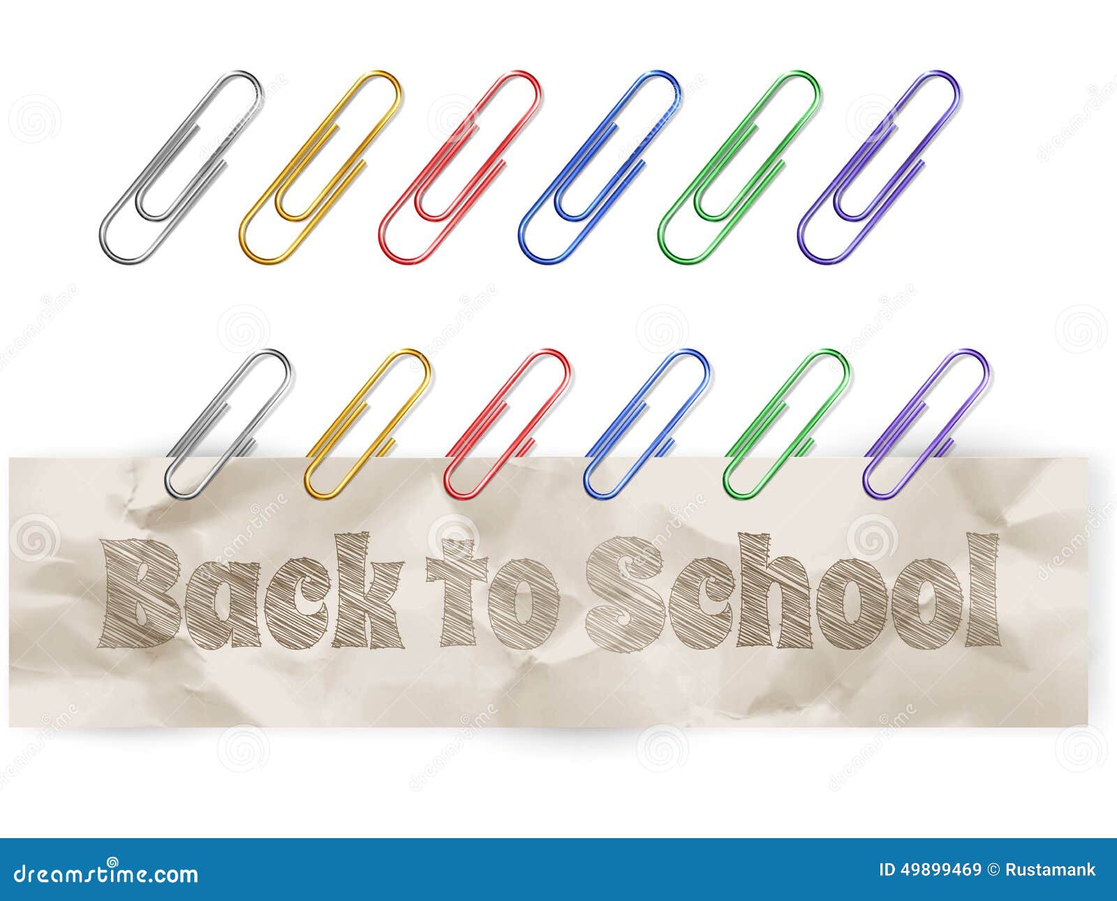 Set of Colorful Metallic Paper Clips Stock Vector - Illustration of ...