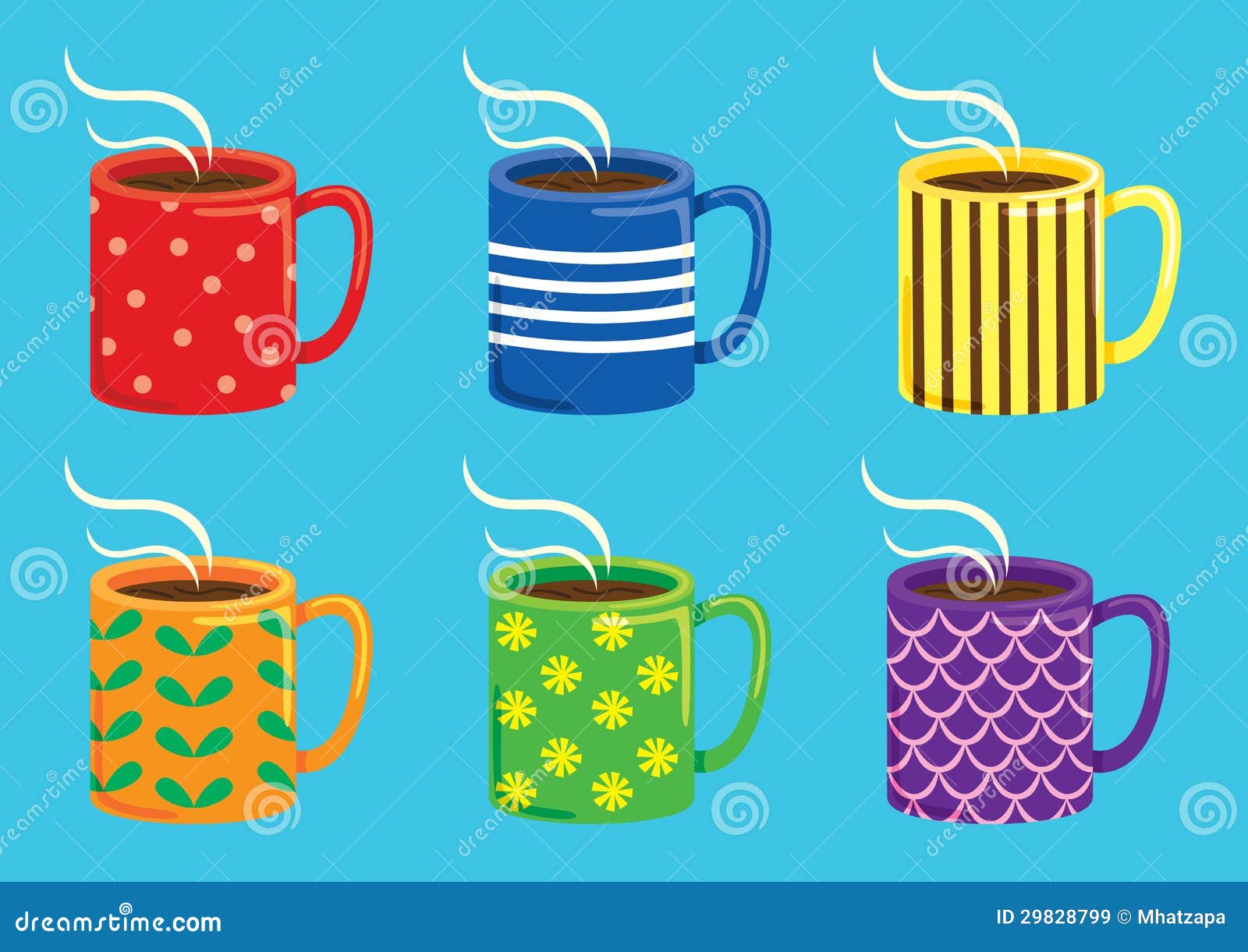Set of colorful mug stock illustration. Illustration of drink - 29828799