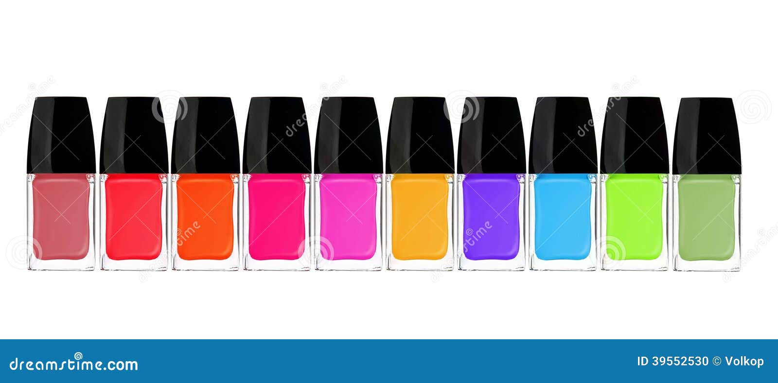 Set of Colorful Nail Polishes Isolated on White Stock Photo - Image of ...