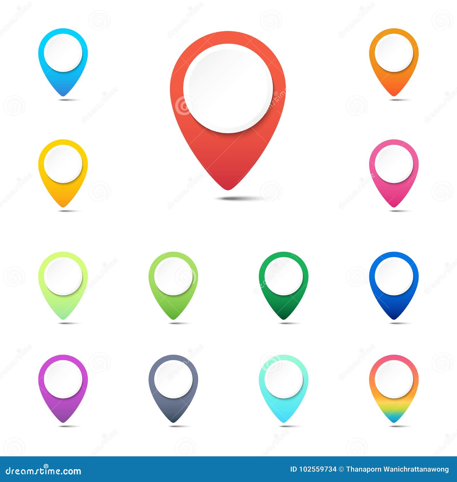 Set of Colorful Navigation Pins, GPS Location Icons or Web Button ... Set of Colorful Navigation Pins, GPS Location Icons or Web Button ...