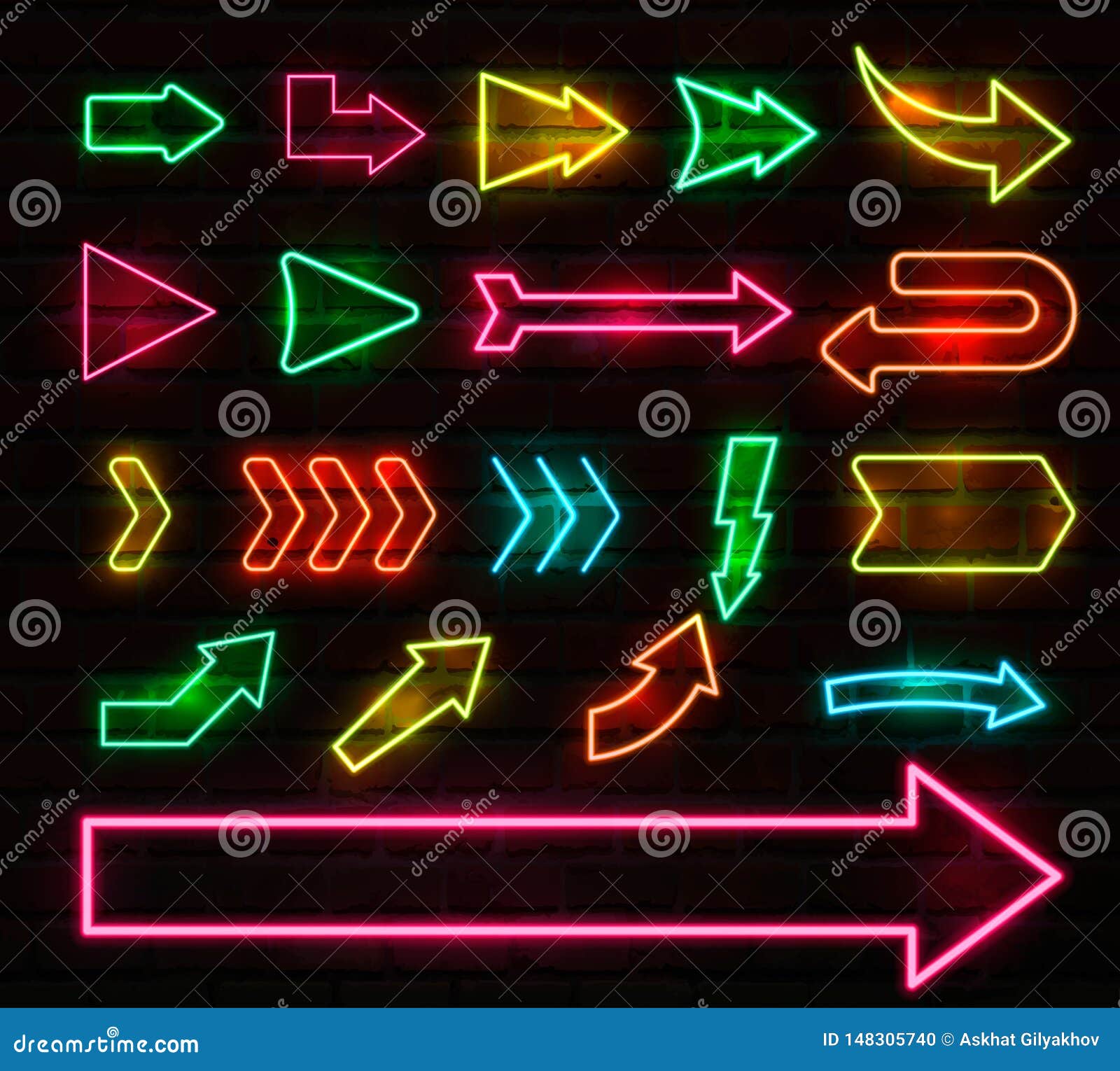 Set Neon Arrows Of Different Colors Vector Illustration | CartoonDealer ... Set Neon Arrows Of Different Colors Vector Illustration | CartoonDealer ...