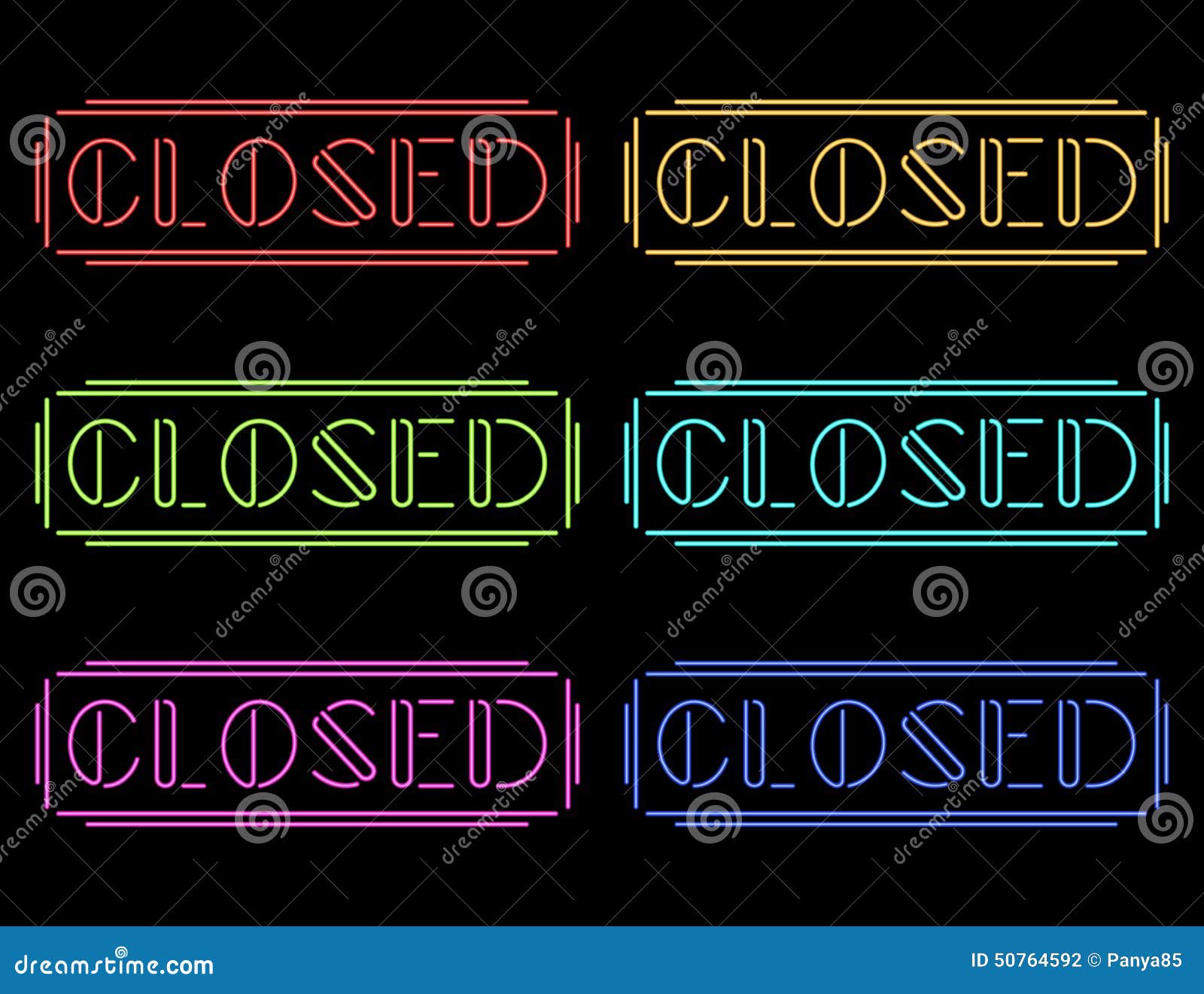 Set of Colorful Neon Closed Signs Stock Vector - Illustration of closed ...