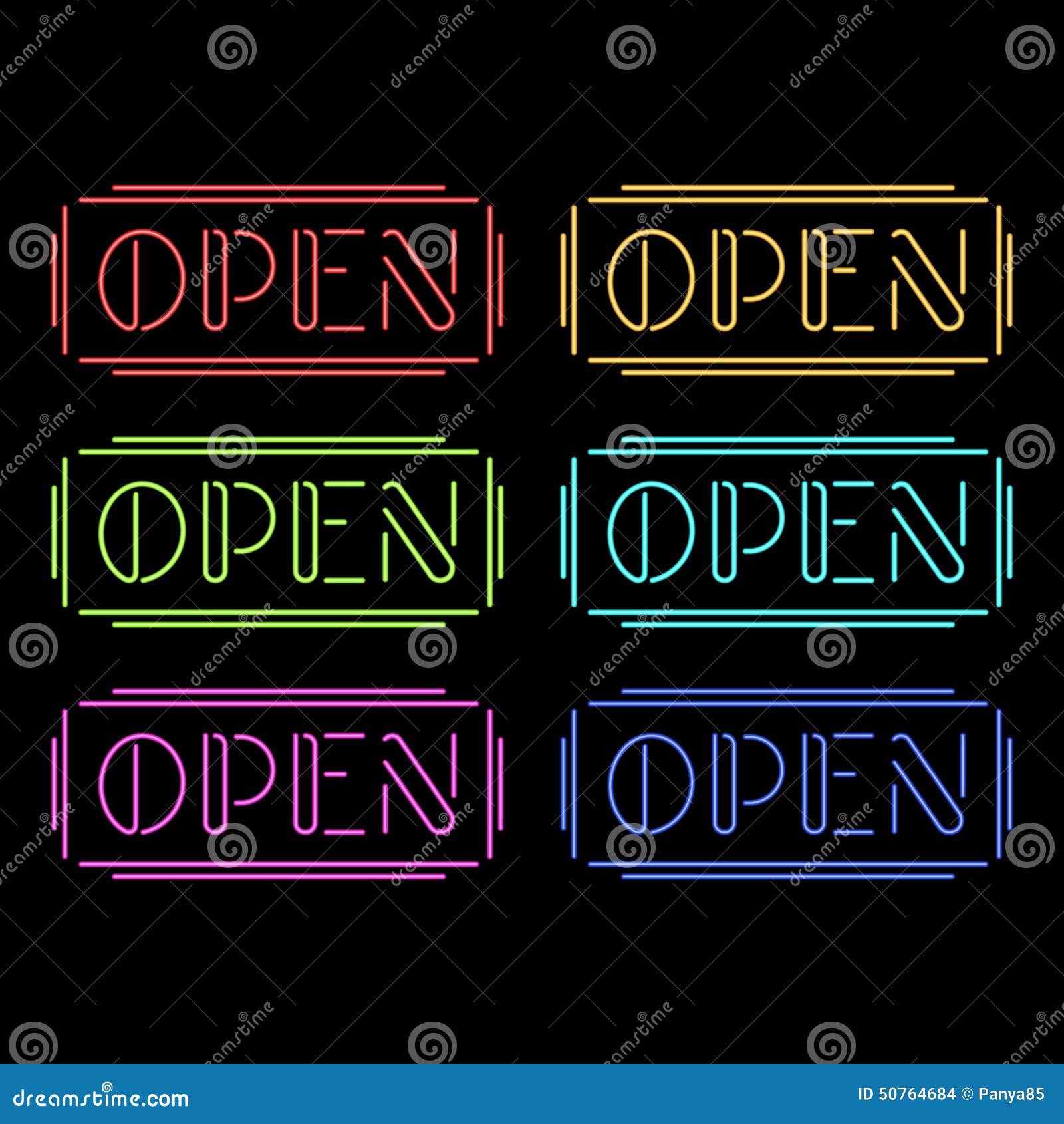 Set of Colorful Neon Open Signs Stock Vector - Illustration of glow ...