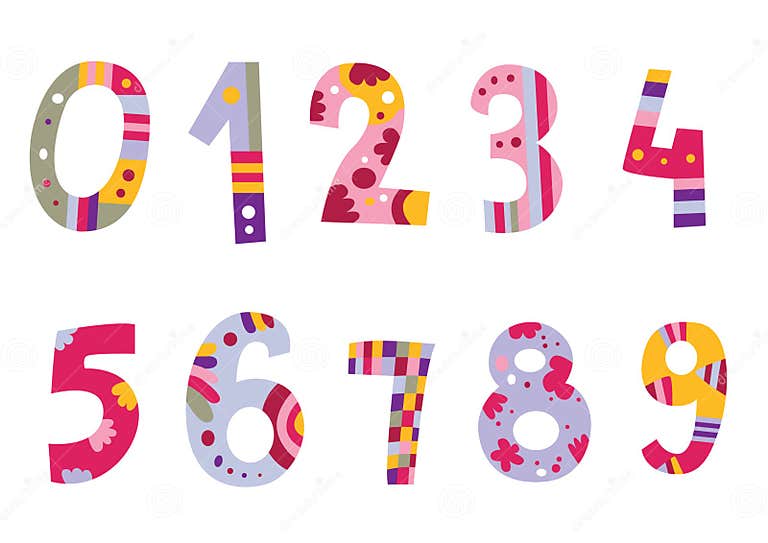 Set of Colorful Numbers stock vector. Illustration of resolving - 15242773