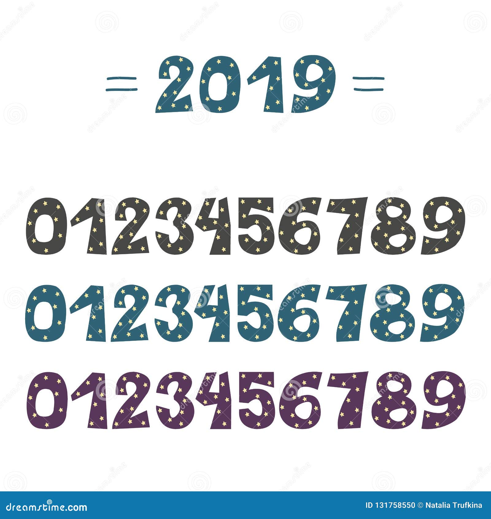 Set of Colorful Numerals. 2019 Text Stock Illustration - Illustration ...