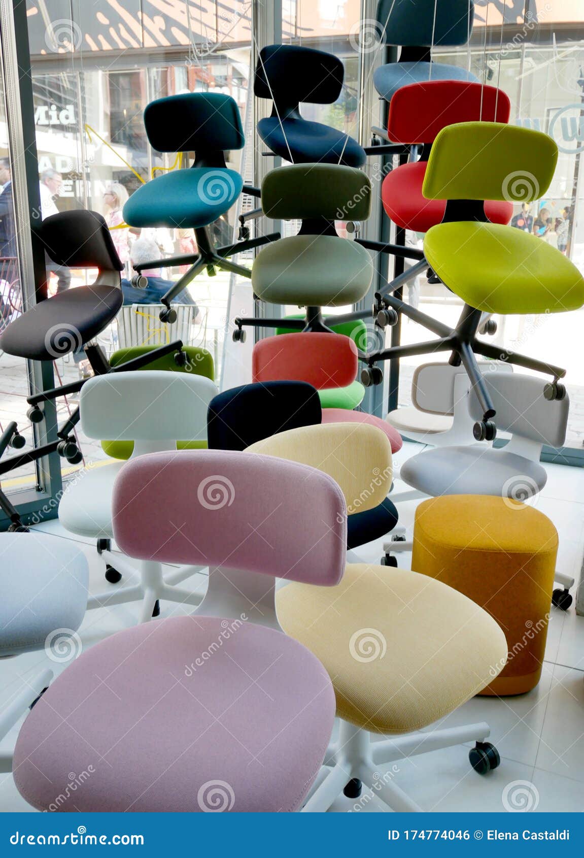 Colorful office chairs stock photo. Image of classroom - 174774046