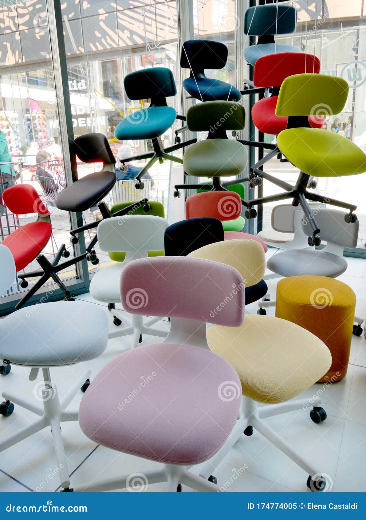Set of Colorful Office Chairs Stock Image - Image of file, seat: 174774005
