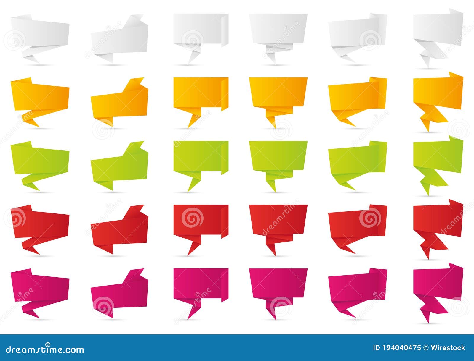 Set of Colorful Origami Banners Isolated on a White Background Stock ...