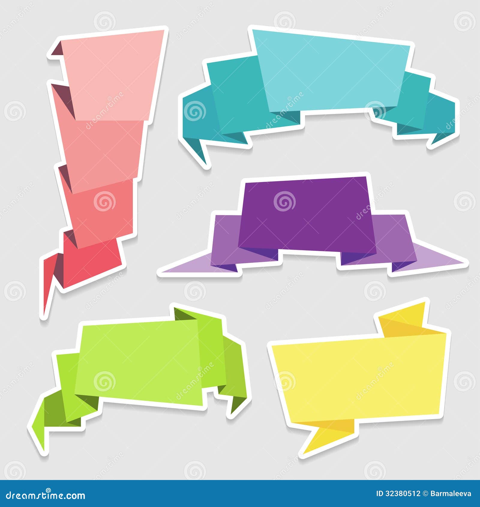 Set of Colorful Origami Paper Banners Stock Vector - Illustration of ...