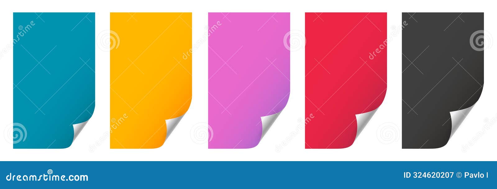 Set Of Colorful Page Curl Sticker Template, Curl Corner Of Paper Sheet ...