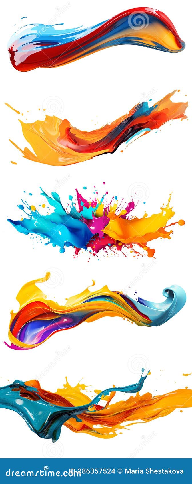 Set of Colorful Paint 3d Splash. Isolated Element on the Transparent ...